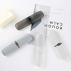 Travel Toothbrush Case Box, Plastic Portable Toothbrush Holder, Capsule Oran Denture Care Container, Denture Brush Case Toothpaste Storage Box for Travel Camping Business（2 Pcs, Transparent White ）