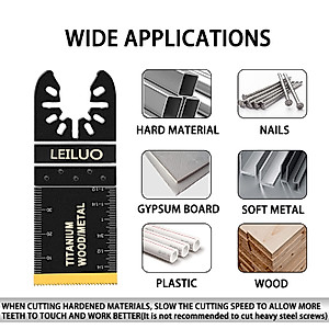 LEILUO 5 Pcs Titanium Multitool Blade Kits for Wood Nails Drywall Cutting Oscillating Saw Blades Universal Oscillating Tool Accessories with Storage Bag Compatible with DeWalt Makita Dremel and More