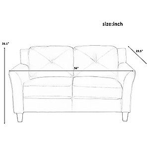 P PURLOVE 3 Pieces Polyester Blend Button Tufted Sofa Set, Living Room Furniture Set, 1 Armchair, 1 Loveseat, 1 Sofa (Gray)