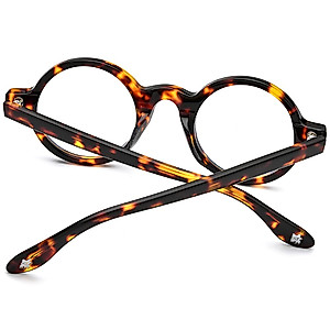 HEPIDEM Acetate Men Vintage Round Optical Glasses Frame Small 42mm (Zolman,Leopard Small 42mm)