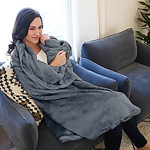 Catalonia Charcoal Grey Sherpa Throws Blanket, Super Soft Fuzzy Comfy Micro Plush Fleece Blanket All Season for Sofa Couch Bed Reversible Match Color, Tone to Tone, 50x60 inch