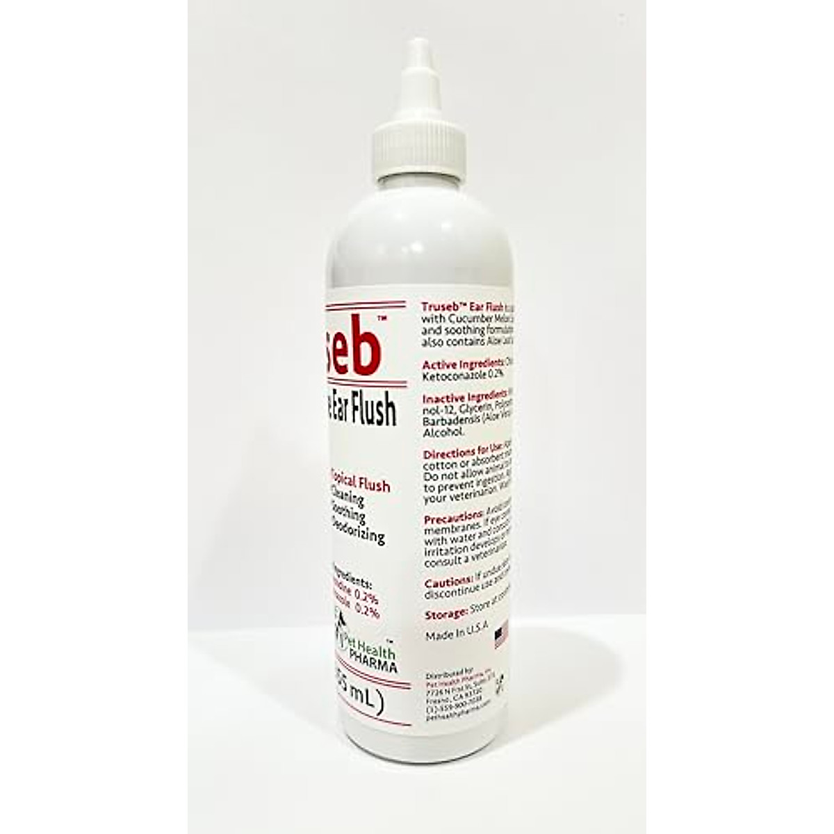 Truseb Advanced Topical Dog Ear Wash with Ketoconazole & Chlorhexidine Ear Flush Dog, Cats and Horses, with Aloe - 12 oz Made in U.S.A (Ketoconazole & Chlorhexidine Ear Flush, 12 oz)