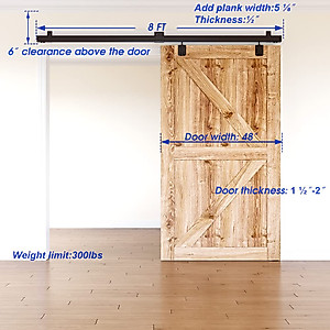 SMARTSMITH 8FT Box Rail Hardware Heavy Duty Steel Sliding Barn Door Track, Wall Mount Kit, Fit Indoor and Exterior Door, Smoothly and Quietly Easy to Install