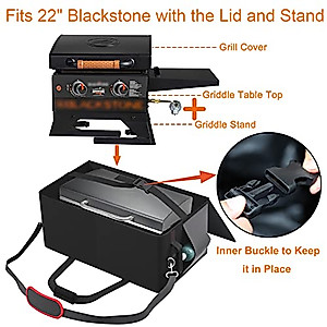 22 Inch Griddle Carry Bag for Blackstone 22 Inch Table Top Griddle with Grill Cover and Stand, Fits Blackstone 22" Grill Griddle with The Lid and Stand Carrying Bag 600D Heavy Duty Water-Resistant