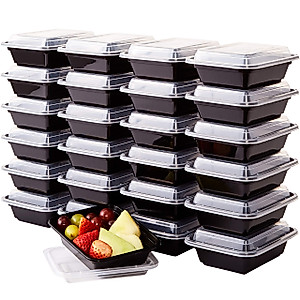 Pro Grade, BPA Free Plastic Containers with Lids, 25ct. 12oz, Leakproof, Microwavable Portion Container for To-Go Orders, Food Prep and Storage. Reusable Bento Boxes for Restaurant, Cafe and Catering
