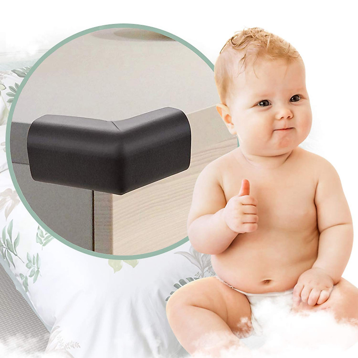 LURICO 4 Pieces Set Corner Protector | Baby Proofing Table Corner Bumper Guard | Child Safety Furniture Fireplace Corner Edge Guards | Soft Foam | Safe Corner Cushion | Pre-Taped | (Coffee Brown)