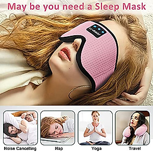 Sleep Mask with Bluetooth Headphones,LC-dolida 3D Sleep Headphones Bluetooth Sleep Mask Breathable Sleeping Headphones for Side Sleepers Best Gift and Travel Essential (Pink)
