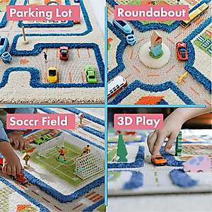 IVI 3D Play Carpets, 59 x 39 Inch, Traffic Educational Toddler Mat Rug for Bedroom, Kids Den, or Playroom, Medium