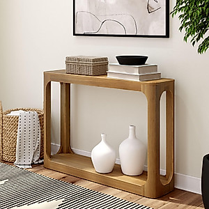 Plank+Beam Forma Console Table, 46 Inch, Solid Wood Sofa Table, Entryway Table for Hallway, Narrow Behind The Couch Table, Console Tables for Entryway, Living Room, Foyer, Easy Assembly, Pecan
