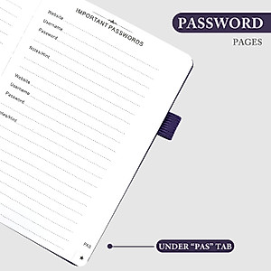 DRAPHY Address Book with Alphabetical Tabs, Elegant PU Leather Telephone Book, Hardcover Address Organizer and Password Keeper - Record Contacts, Anniversaries, Birthdays 5.2x7.7" (Purple)