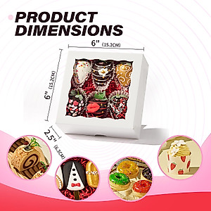 JCXGRVC 55pcs 6"x6"x2½ Bakery Boxes with Window Cookie Boxes Small Cake Boxes Macaron Boxes Pie Boxes Truffle Chocolate Boxes