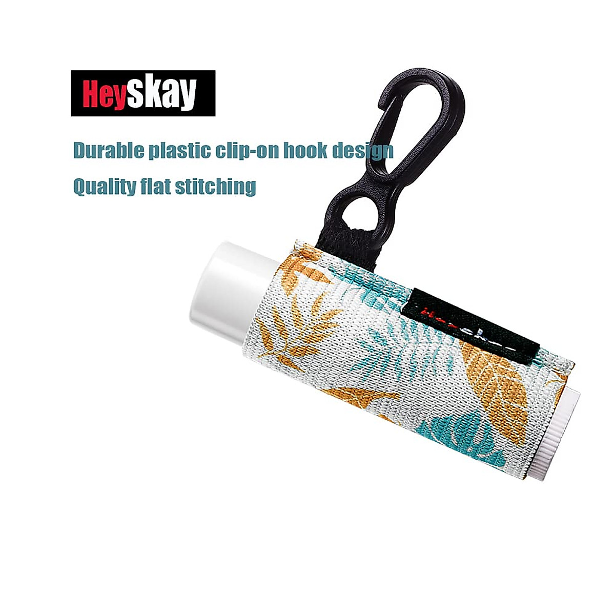 HEYSKAY Lip Balm Holder Sleeves Keychain Chapstick Elastic Sleeves (Floral patterns)