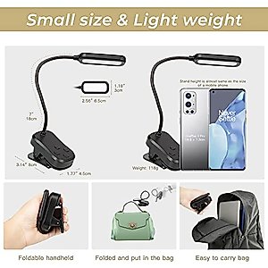 QEZEZA Book Light for Reading in Bed, USB-C Rechargeable Book Light, Reading Light with 16 LEDs, 5 Brightness and 3 Color Modes,1000 mAh Strong Battery Life, 1 Hour Charge for Whole Day Working