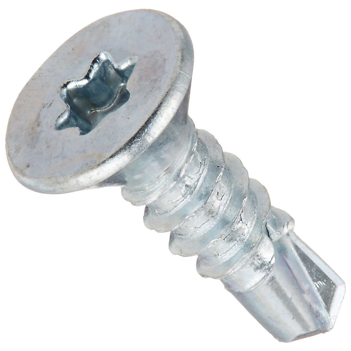 Small Parts 0608KTF Steel Self-Drilling Screw, Zinc Plated Finish, 82 Degree Flat Head, Star Drive, #2 Drill Point, #6-20 Thread Size, 1/2" Length (Pack of 100)