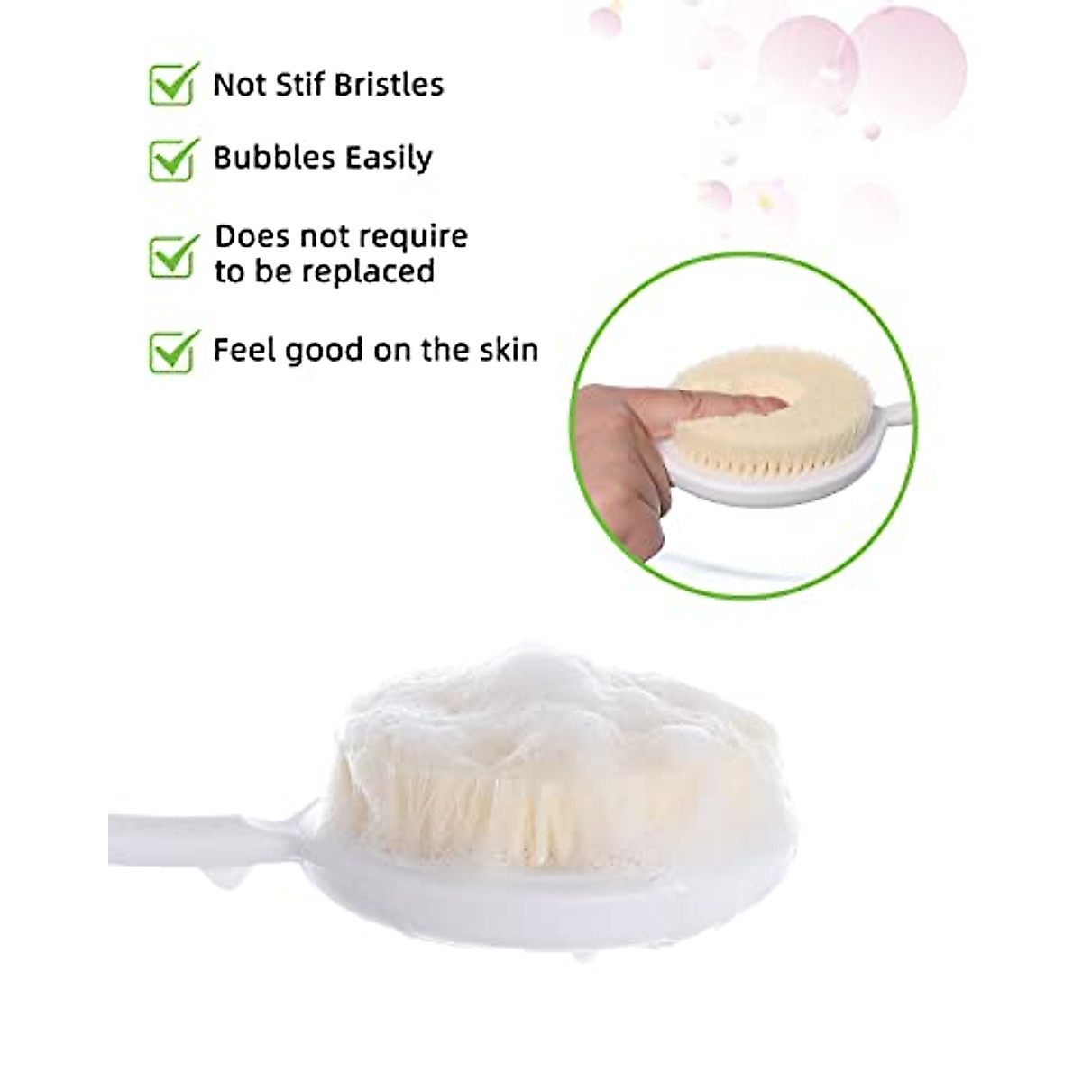 Fanwer 27.5" Back Scrubber for Shower,Back Brush with Long Hnadle for Shower,Shower body Scrubber-Shower Bath Brush for Limited Mobility Men Women