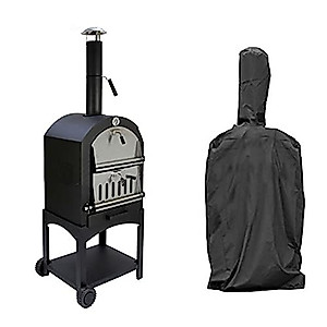 FLR 63 Inch Outdoor Pizza Oven Cover,BBQ Grill Cover, Outdoor Pizza Oven Rain Cover, Heavy Duty Dust-Proof Weather Resistant Polyester Fabric Protective Cover-Black (63x15x20in)