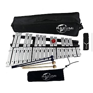 Professional Glockenspiel 30 Notes Foldable Aluminum Bars Children Educational Percussion Musical Instrument with Mallet and Carrying Bag