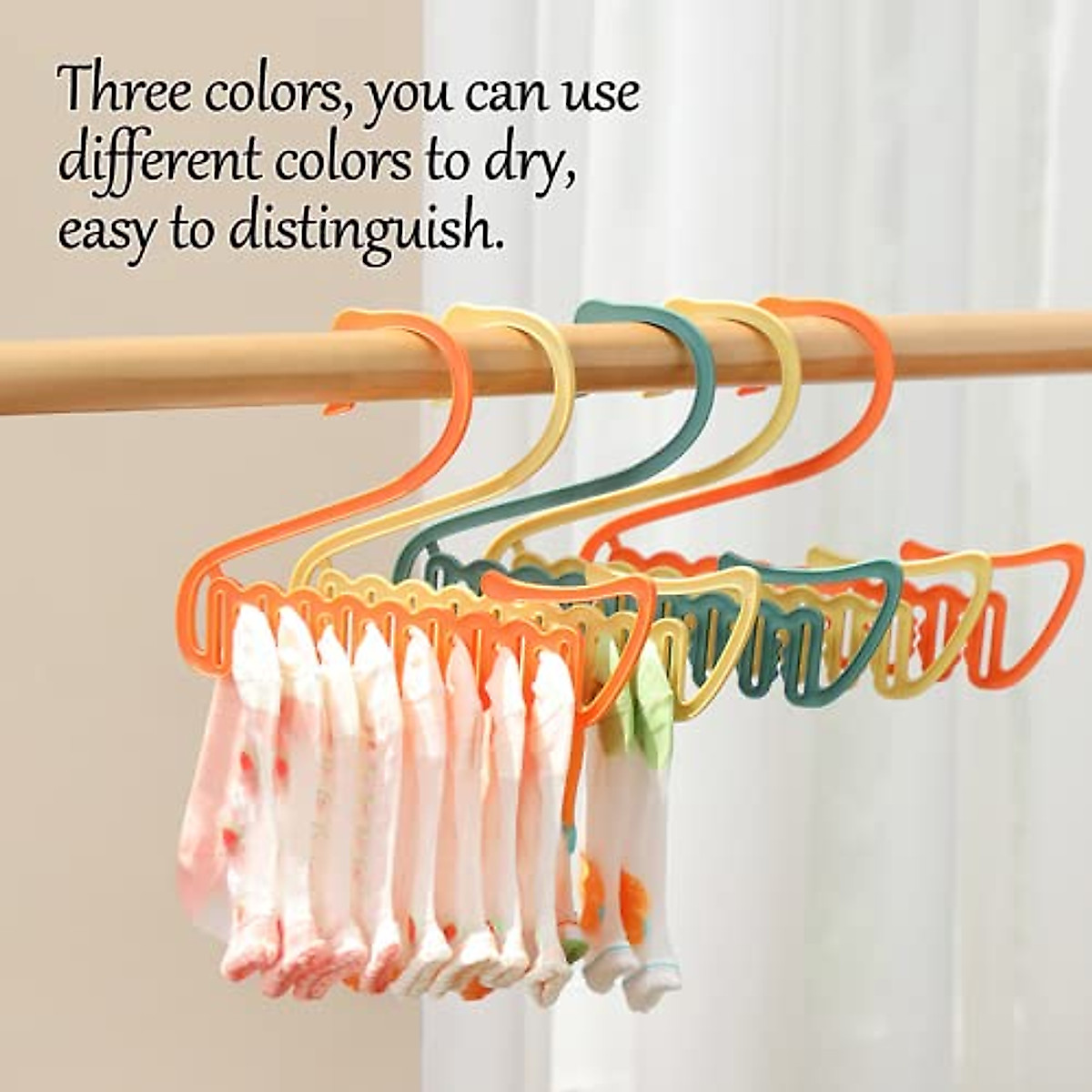 Musibo 18Pcs Drying Rack, Sock Hanger, Portable Clothes Hanger, Windproof Underwear Hanger, Total 144 Clip Holes, for Drying Socks, Bra, Baby Clothes and Small Laundry Items