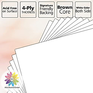 Mat Board Center, White Backing Boards - Full Sheet - for Art, Prints, Photos, Prints and More, 10 Pack, 9X12