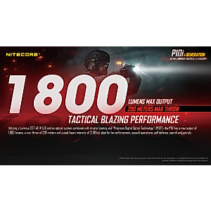 Nitecore P10i 1800 Lumen USB-C Rechargeable Tactical Flashlight, Strobe Ready with LumenTac Organizer