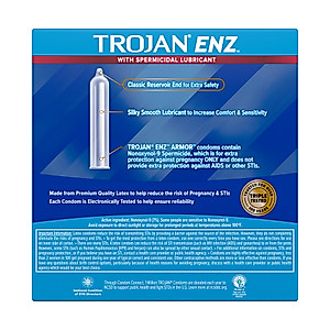 Trojan ENZ Armor Spermicidal Lubricated Condoms - 36 Count