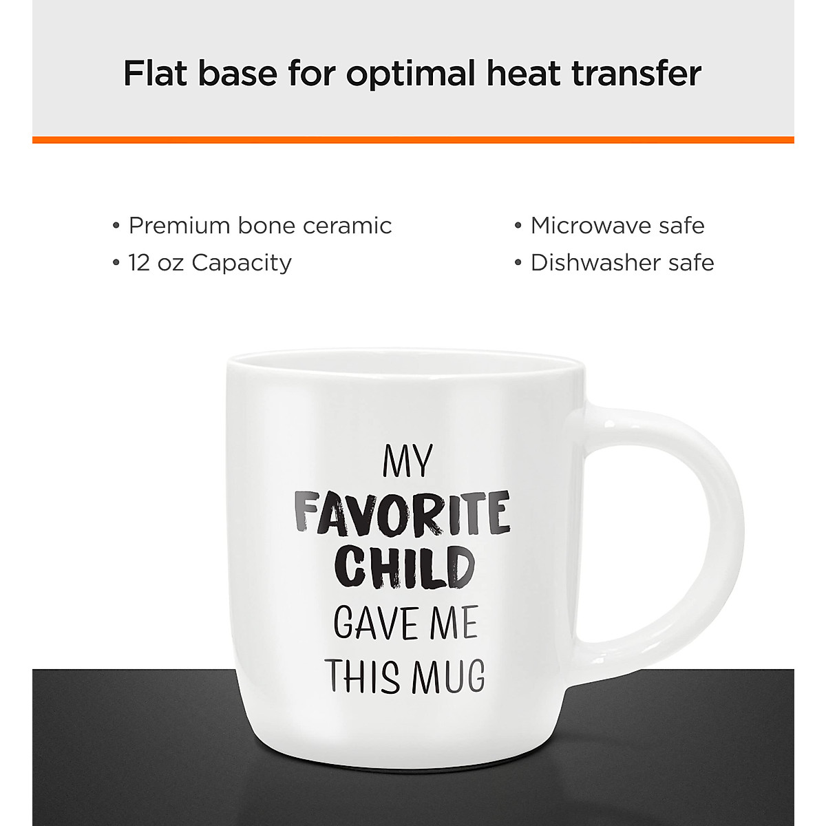 GALVANOX Coffee Mug with Electric Warmer, Gift for Mom or Dad with Heated Base - Great for Coffee Lover Parent, Birthday, Christmas, My Favorite Child Gave Me This Mug (12oz) Gift Boxed