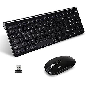 YXLILI Wireless Keyboard and Mouse Combo Quiet Keyboard and Mouse Set Ergonomic Low Profile Cordless Keyboard and Optical Wireless Mice with Numeric Keypad for Computer Laptop Windows Desktop PC Mac