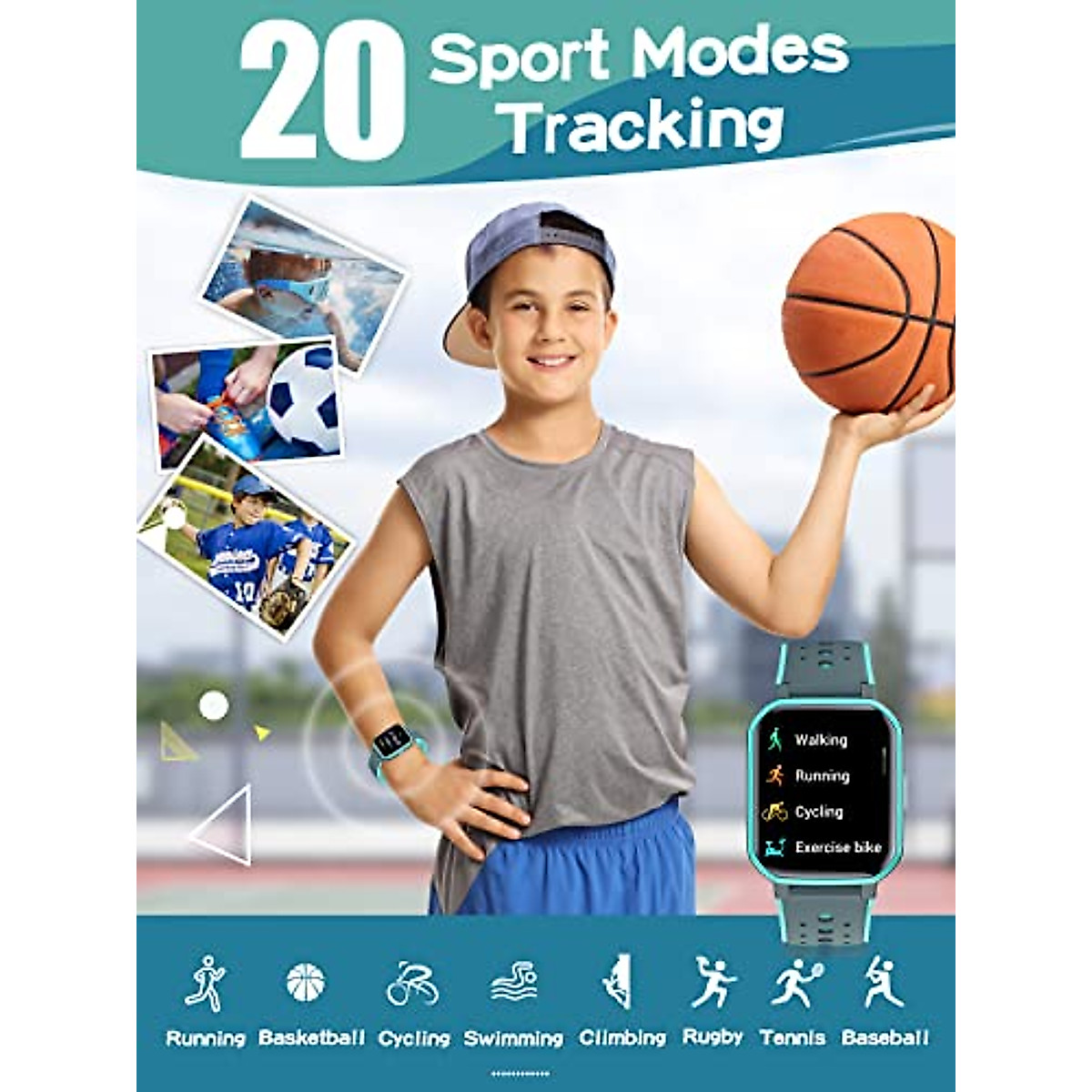 DIGEEHOT Kids Fitness Tracker Watch with Games for Boys Girls Age 6-16, IP68 Waterproof Kids Smart Watch 20 Sport Modes, Pedometers, Alarm Clock, Sleep Tracking, Toy Gifts for Kids