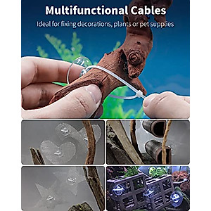 Pawfly 20 Pack Aquarium Suction Cups and 40 Pieces Adjustable Zip Ties Cables Set Fish Tank Tools for Binding Moss Holding Airline Tubing Decorations Shrimp Nests and Reptile Hammocks
