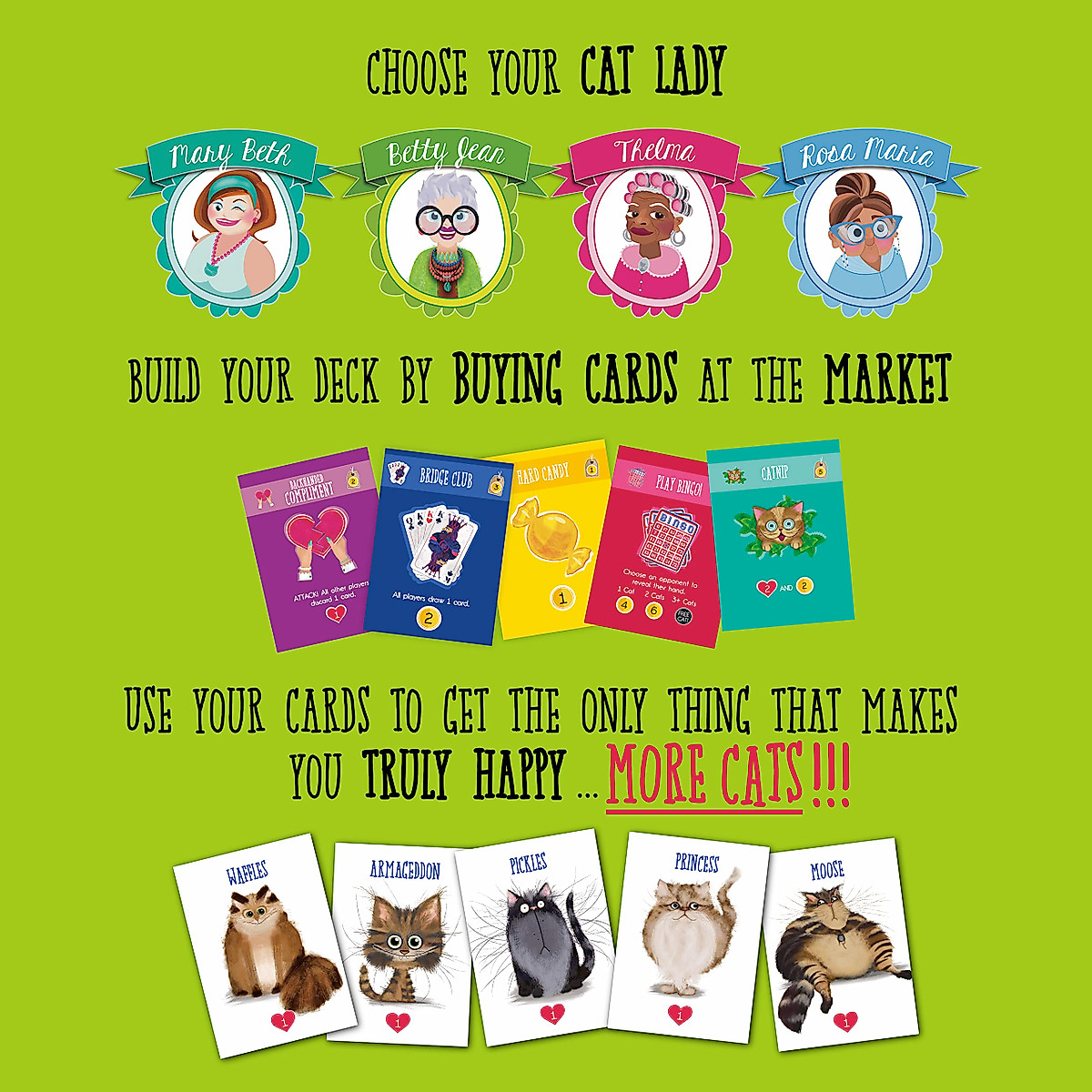 Cat Ladies of Maple Street - New! - Fun Family-Friendly Board Game | Deck Building Card Game | Card Games for Adults, Teens & Kids | 2-4 Players | 12+