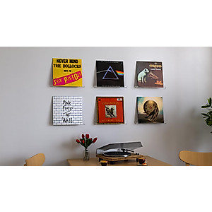 Cq acrylic Clear Floating Bookshelf for Kids Room,15" Invisible Wall Mounted Hanging Book Shelves, U Modern Picture Ledge Display Toy Storage Vinyl Record Wall Shelf,Pack of 6