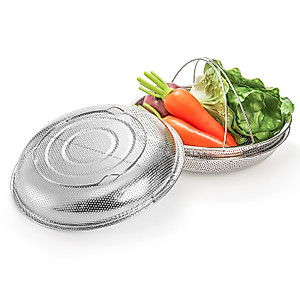 Cididu 3 Pack Steamer Basket for Cooking, Micro-Perforated Strainer Colander Set, Stainless Steel Vegetable Veggie Steamer Rack for Pot, All-In-One Steaming Rack Stand with Handles, Dishwasher Safe