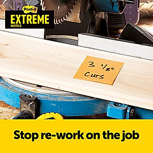 Post-it Extreme Notes, Stop Re-work on the Job, Removes cleanly, 100X the holding power, Orange, 3 in x 3 in, 12 Pads/Pack, 45 Sheets/Pad (EXTRM33-12TRYO)