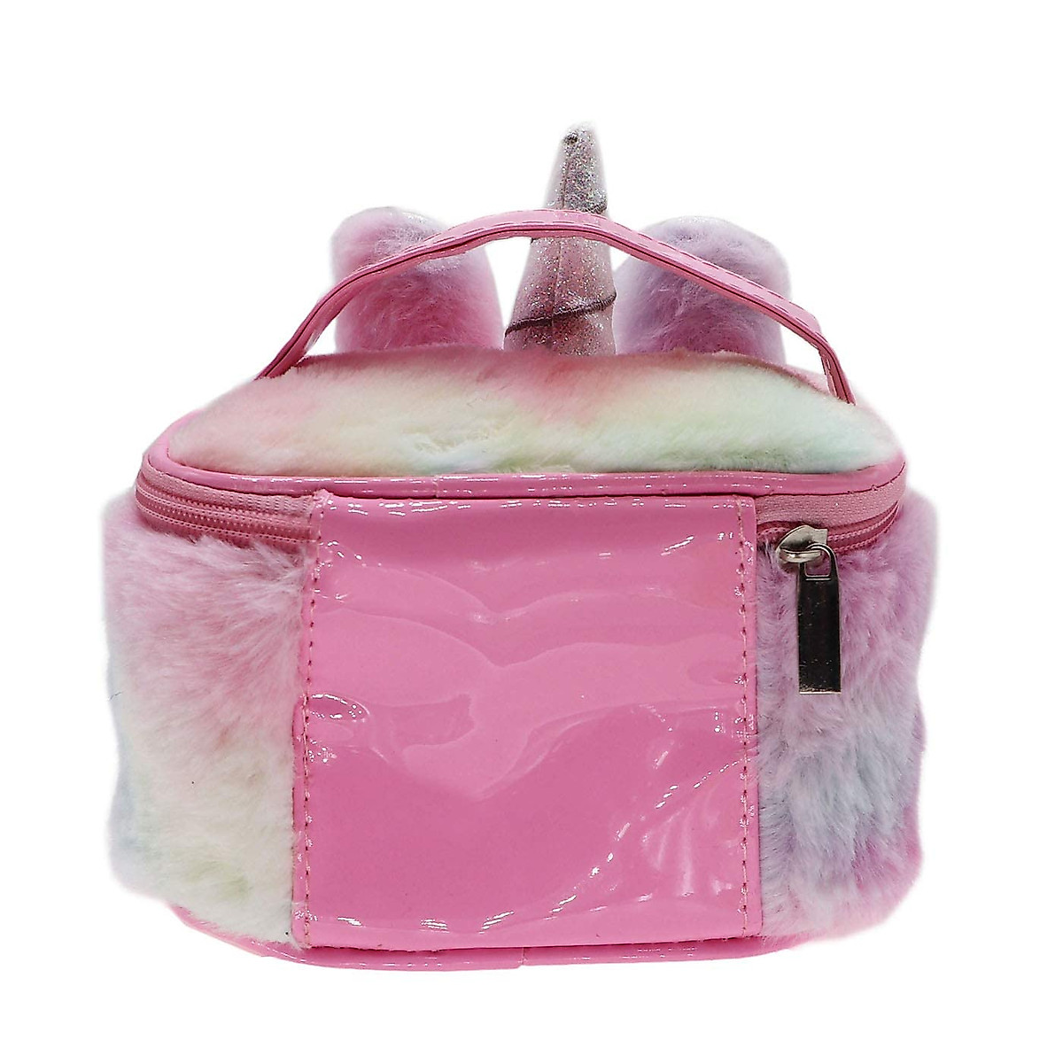 Newfancy Women Girls Kids Fluffy Faux Fur Unicorn Makeup Bag Small Cosmetic Organizer Plush Travel Storage Bags Toiletry Kit Case