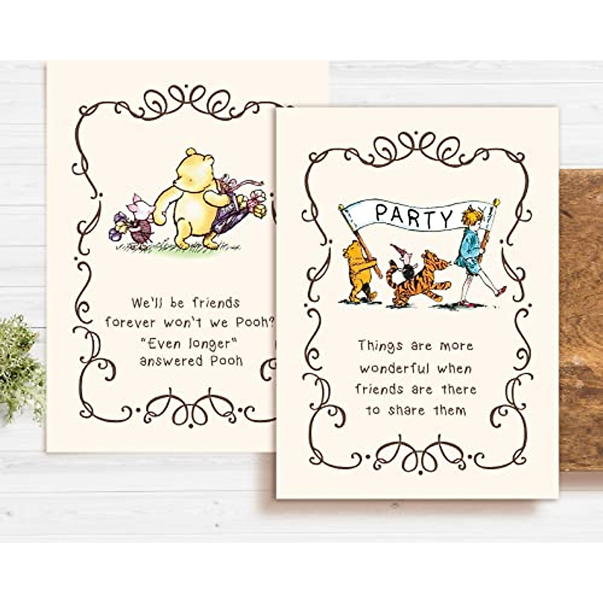 Classic Winnie Wall Decor Pooh Quotes Prints Pattern B, 5x7 Inch Adorable For Baby Shower Decorations Birthday Favors Centerpiece For Tables