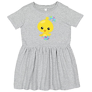 inktastic Easter, Cute Chicken, Baby Chicken, Easter Eggs Toddler Dress 3T Heather Grey 3a014