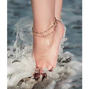 Barzel 18K Gold Plated Multi Color Crystal Baguette Anklet (Multicolor Dark Oval)