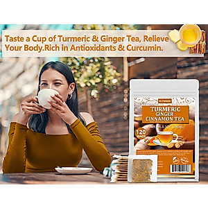 120 Premium Turmeric, Ginger, Cinnamon Blend Tea Bags, 100% Natural & No Additives & Caffeine Free.