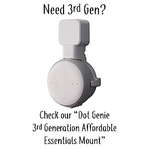 Dot Genie Deluxe Mount for Amazon Echo Dot 2nd Generation Alexa: The Simplest and Cleanest High-End Outlet Wall Mount Hanger Stand for Kitchen and Bathroom Speakers (Black)
