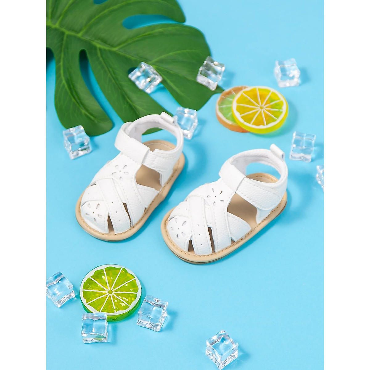 Babelvit Infant Baby Girl Boy Sandals Comfort Premium Summer Outdoor Casual Beach Shoes with Flower Bowknot Anti Slip Rubber Sole Newborn Toddler Prewalker First Walking Shoes