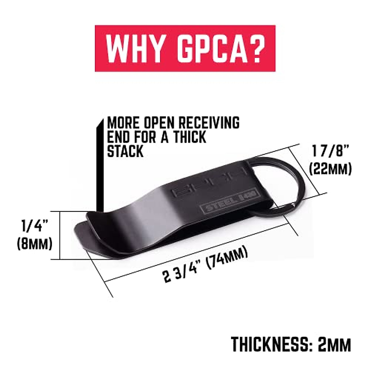 GPCA - GP Money Clip, Belt Key Holder, Heavy-Duty Keychain Clip for Outdoor and Daily Use, Handy 7 Slot Wrangler Grill Pattern, Stainless Steel, Gift for Jeep Enthusiast Dad - Jet Black