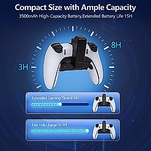 PS5 Edge Controller Battery Pack, 3500mAh Fast Charging, Portable Mini Charger, No Interfere The Back Triggers - Extra Battery Life for Playstation 5 Edge Controller, Ps5 Accessories