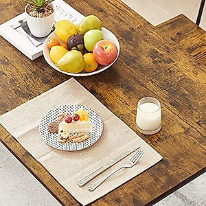 Tensun Dining Room Table Set for 4, Extendable Kitchen and Dining Room Tables and Chairs with Metal Frame, Rectangle Dining Table for Breakfast Nook, Living Room, Rustic Brown