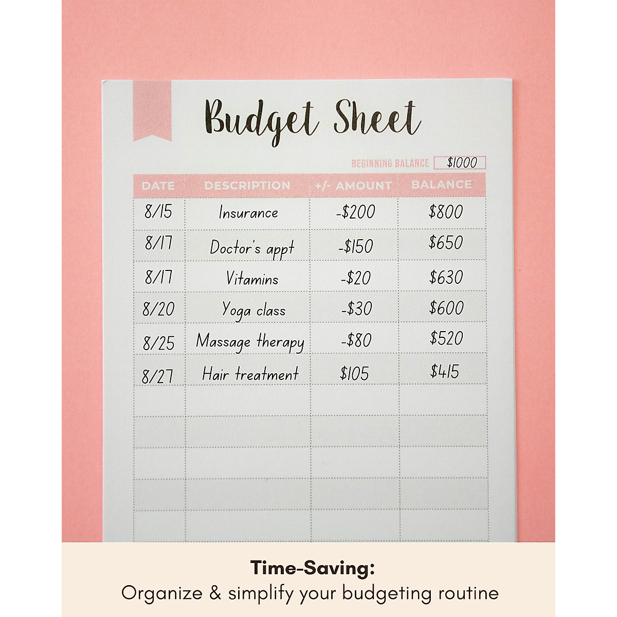Set of 60 Spending Tracker A6 Budget Sheets I Money Tracker for Budget Planner Binder - Use with Budget Tracker, Budget Folder, Budget Envelopes - Size 3.2 x 6.6 Inches - A6 Budget Binder Inserts