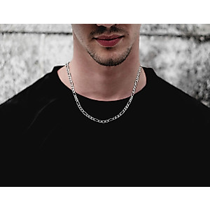 Savlano 925 Sterling Silver 3.5mm Italian Solid Figaro Link Chain Necklace Comes With a Gift Box For Men & Women - Made in Italy (18, 3.5)