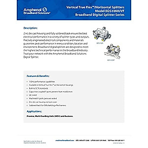 Extreme 3 Way Unbalanced HD Digital 1GHz High Performance Coax Cable Splitter - BDS103H