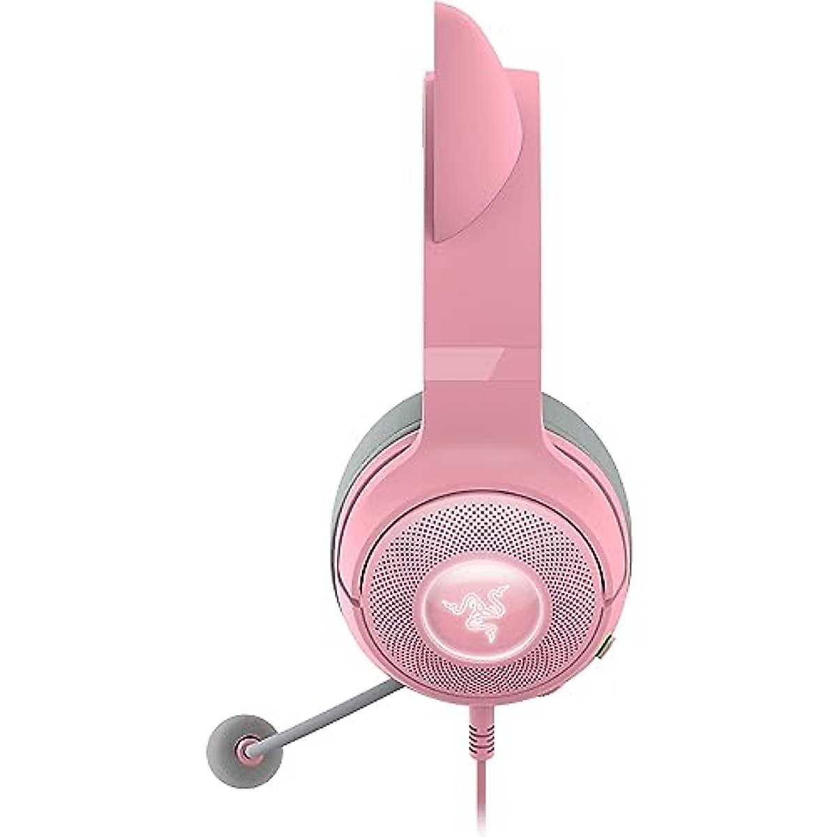 Razer Kraken Kitty V2 USB Wired Headset: Chroma RGB Kitty Ears - Stream Reactive Lighting - HyperClear Cardioid Mic - 40 mm Drivers - 7.1 Surround Sound - Comfortable Ear Cushions - Quartz Pink