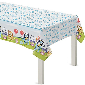 Bluey Party Supplies Pack Serves 16: Bluey Birthday Party Supplies, Bluey Plates, Napkins Cups and Table Cover with Birthday Candles (Bundle for 16)