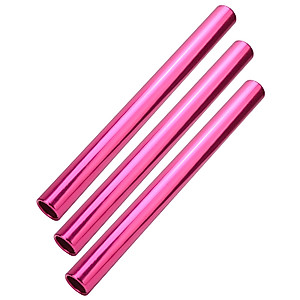 Keenso Relay Race Baton, 3 Pcs Aluminum Alloy Track and Field Relay Baton Sports Relay Race Baton Sports Game Props(pink)