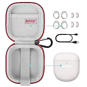 BOVKE Carrying Case for Bose QuietComfort Earbuds II/Bose QC Earbuds 2 Wireless Noise Cancelling in-Ear Headphones, Extra Mesh Pocket for Cables and Eartips, Black (Case Only)